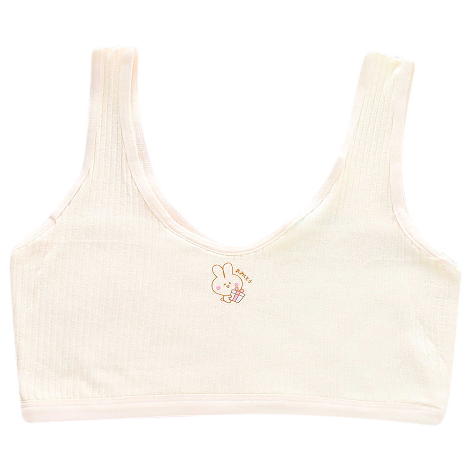 Girls Training Bras Cute Sports Bra Ribbed Seamless Wirefree Everyday ...