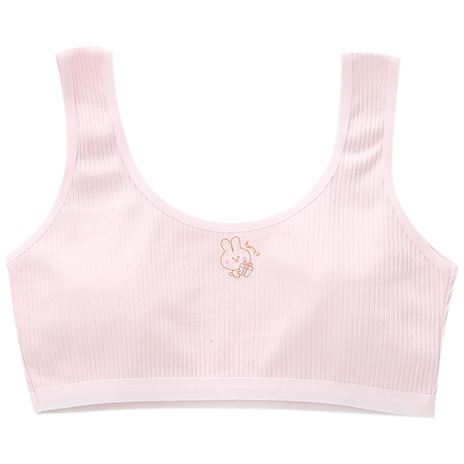 Girls Training Bras Cute Sports Bra Ribbed Seamless Wirefree Everyday ...