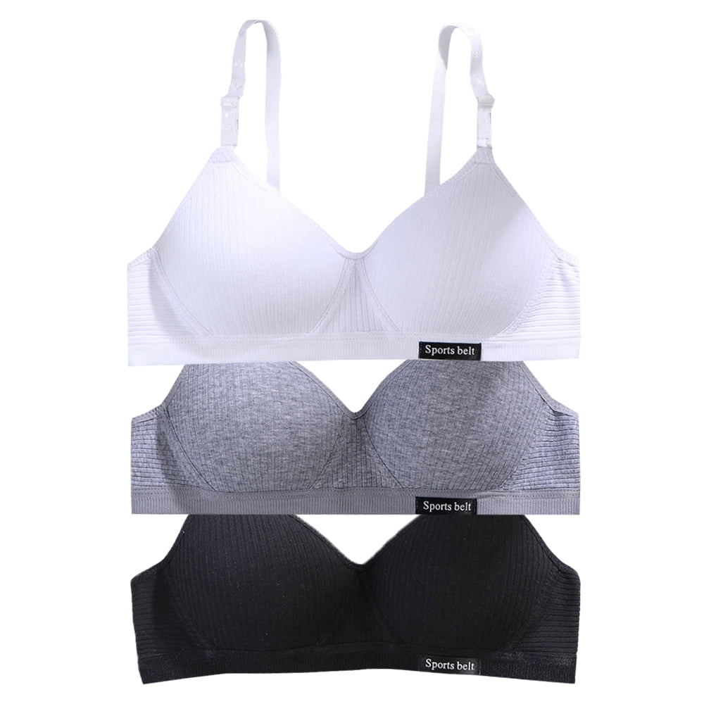 Girls' Training Bras Kids Sports Cotton Developed Bra Solid Adjustable ...