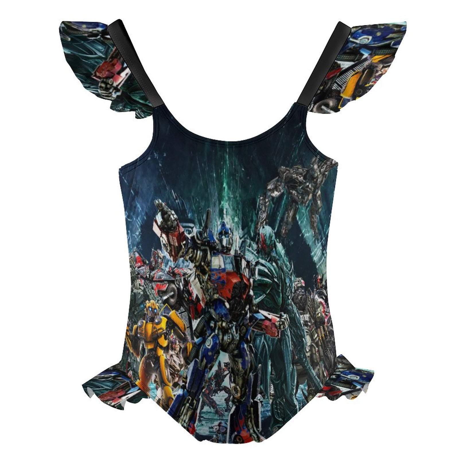 Girls Transformer One Piece Swimsuits Ruffle Sleeves Bathing Suit Quick ...