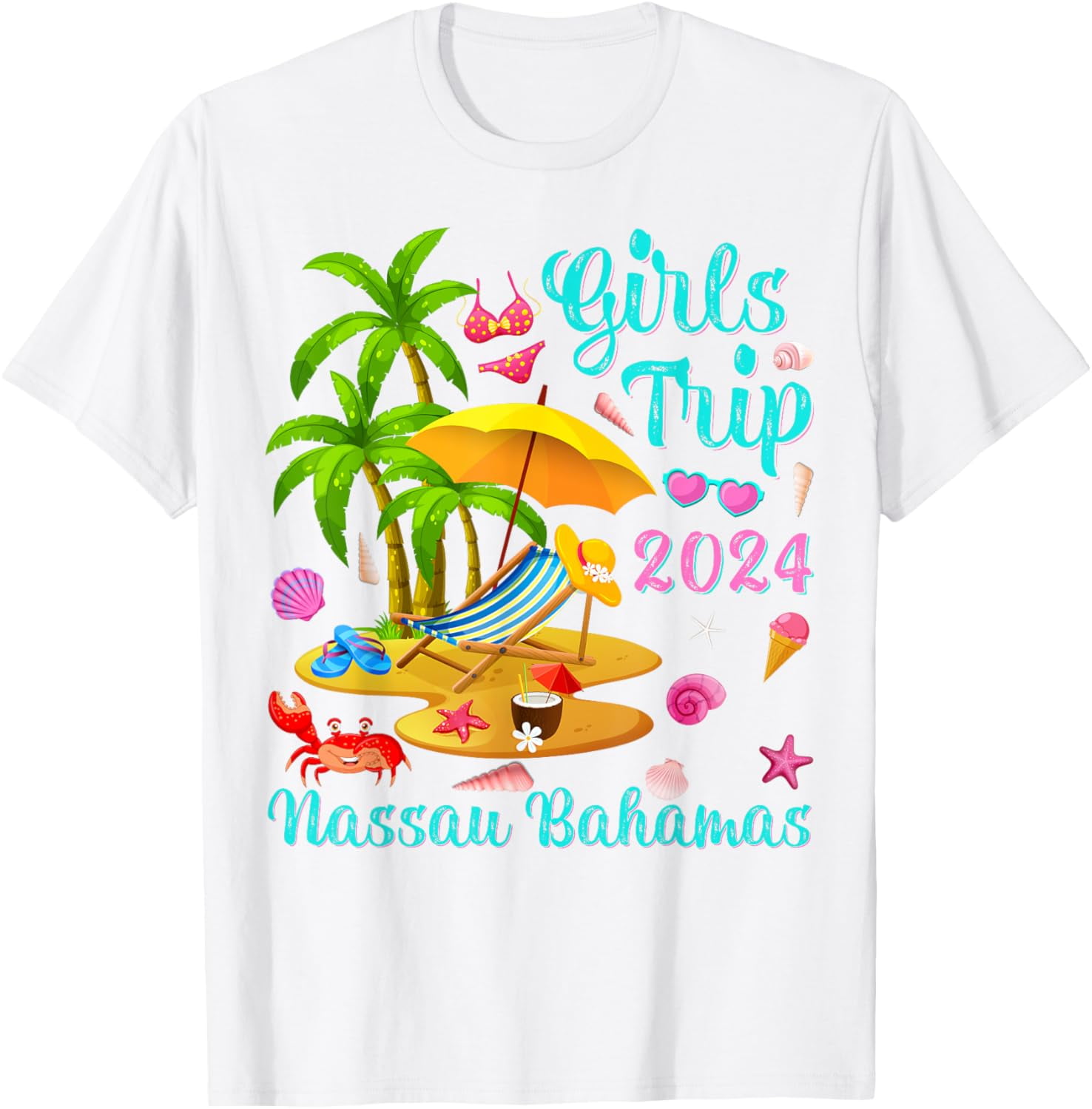 Girls Trip 2024 Palm Tree Sunset Nassau Bahamas Beach T-Shirt - Walmart.com