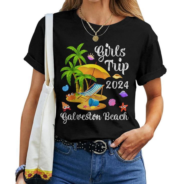 Girls Trip 2024 Palm Tree Sunset Texas Galveston Beach T-Shirt, Women's ...