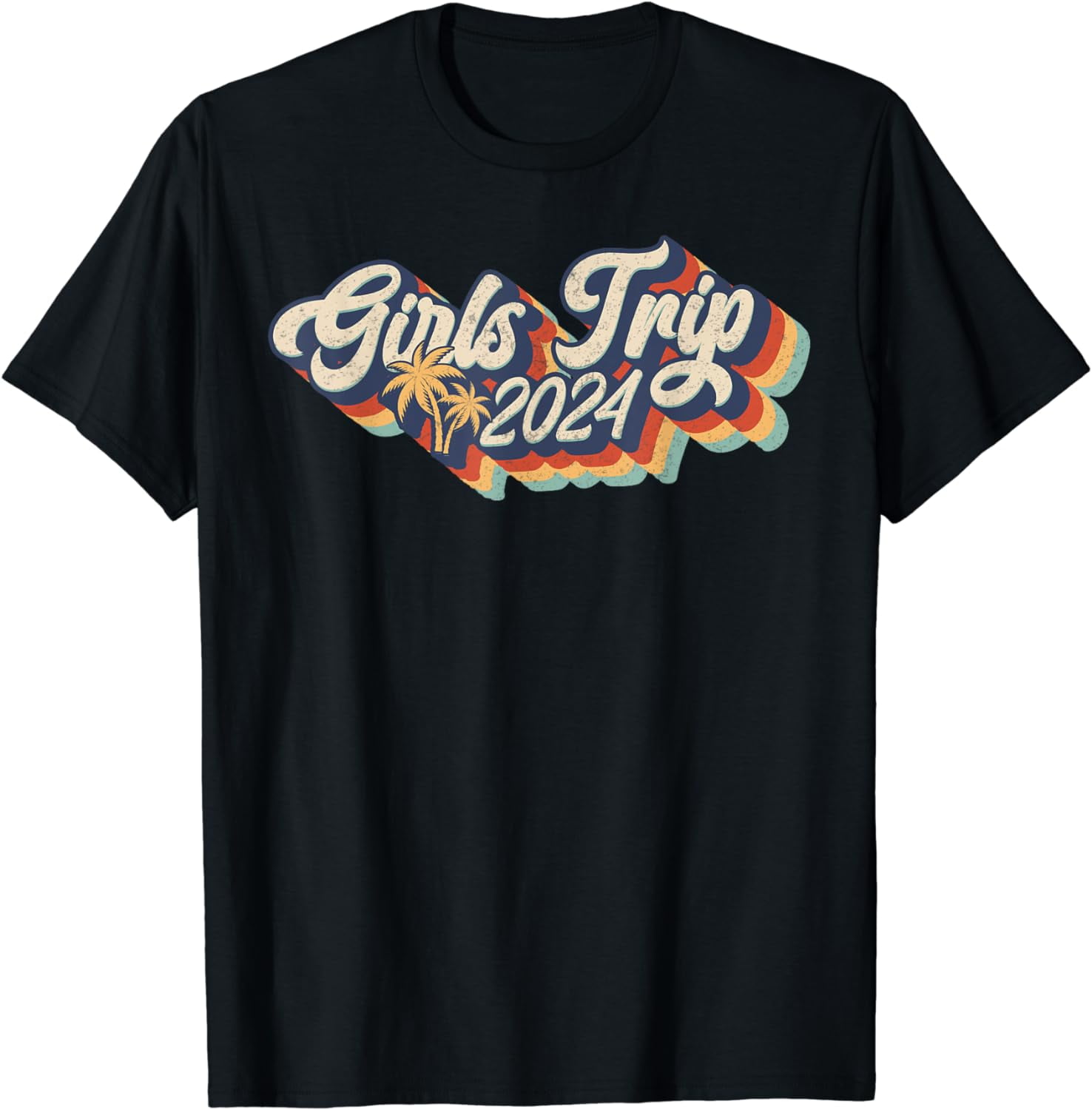 Girls Trip 2024 Retro Groovy 60s 70s Sisters Trip Vacation T-Shirt ...
