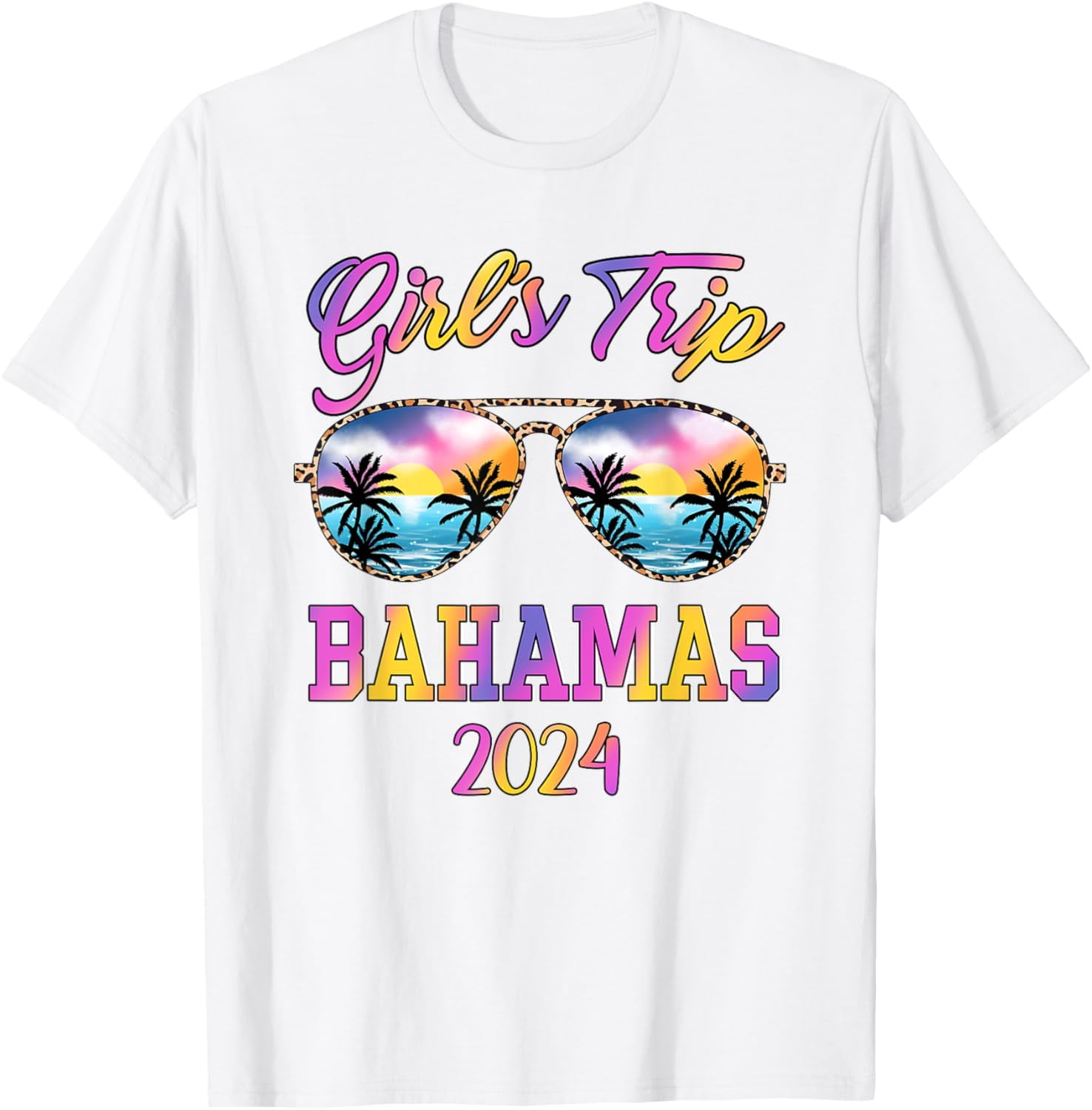 Girls Trip Bahamas 2024 Leopard Sunglasses Beach Vacation T-Shirt ...