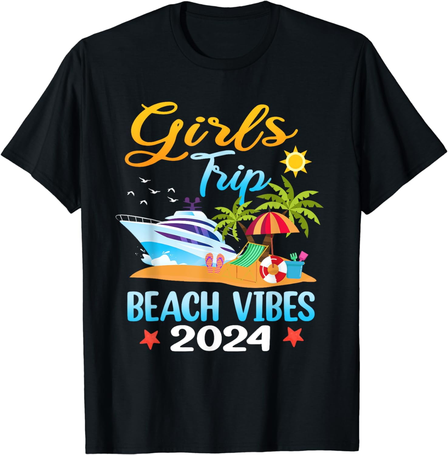 Girls Trip Beach Vibes 2024 Weekend Vacation Matching T-Shirt - Walmart.com
