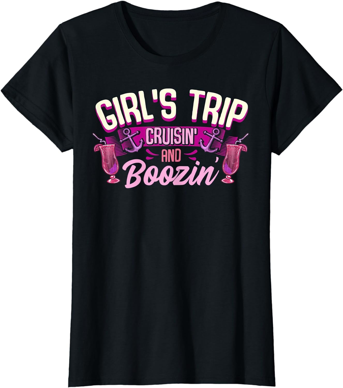 Girls Trip Cruisin and Boozin Bachelorette Vacation Squad T-Shirt ...