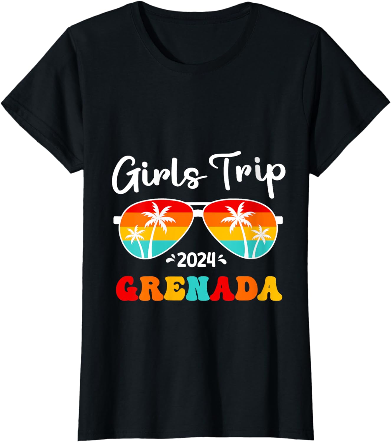 Girls Trip Grenada 2024 Girls Weekend Birthday Squad groovy O-neck T ...