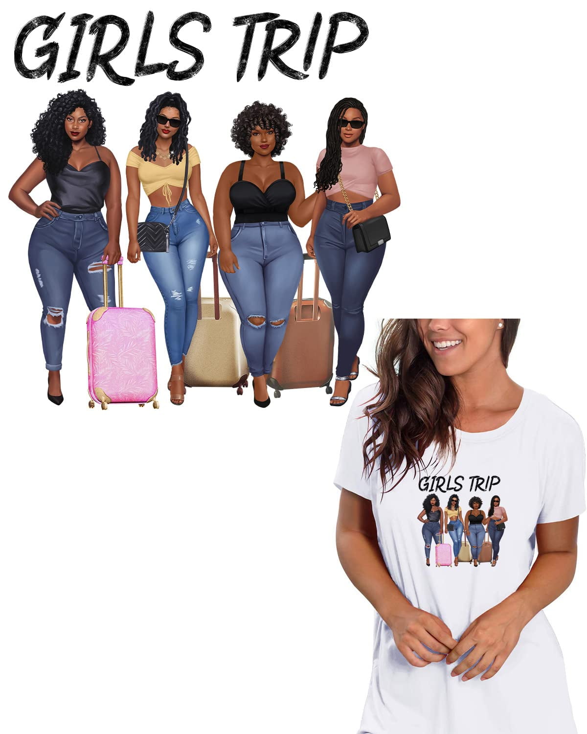 Girls Trip Heat Transfer Patches Design Black Women Iron On Decals for ...