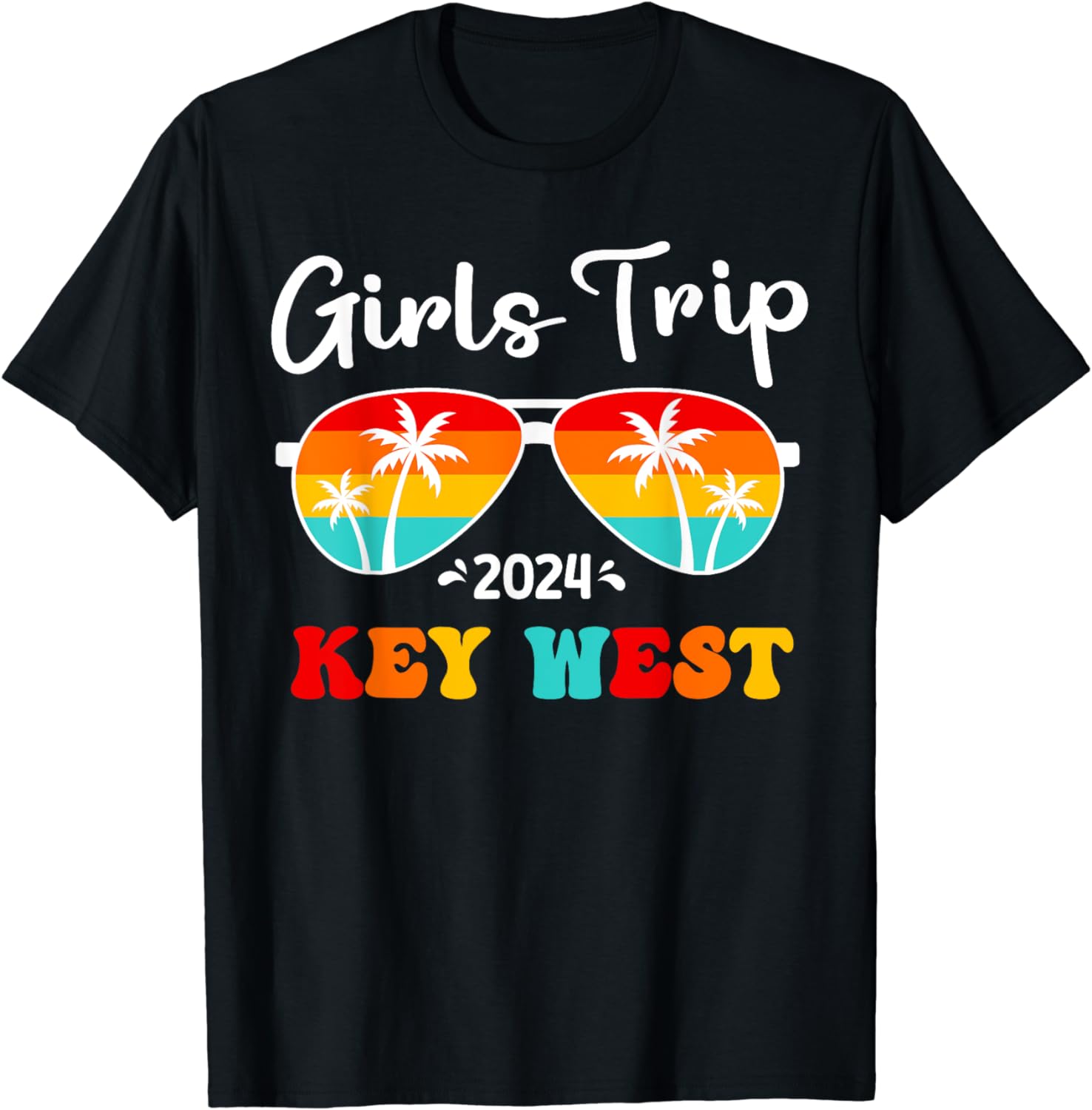 Girls Trip Key West 2024 Girls Weekend Birthday Squad groovy Cotton T ...