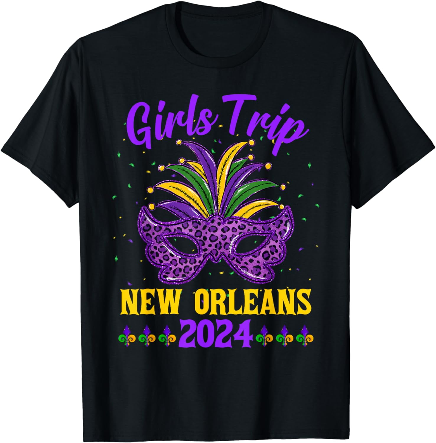 Girls Trip New Orleans 2024 Mardi Gras Mask Friends Vacation T-Shirt ...