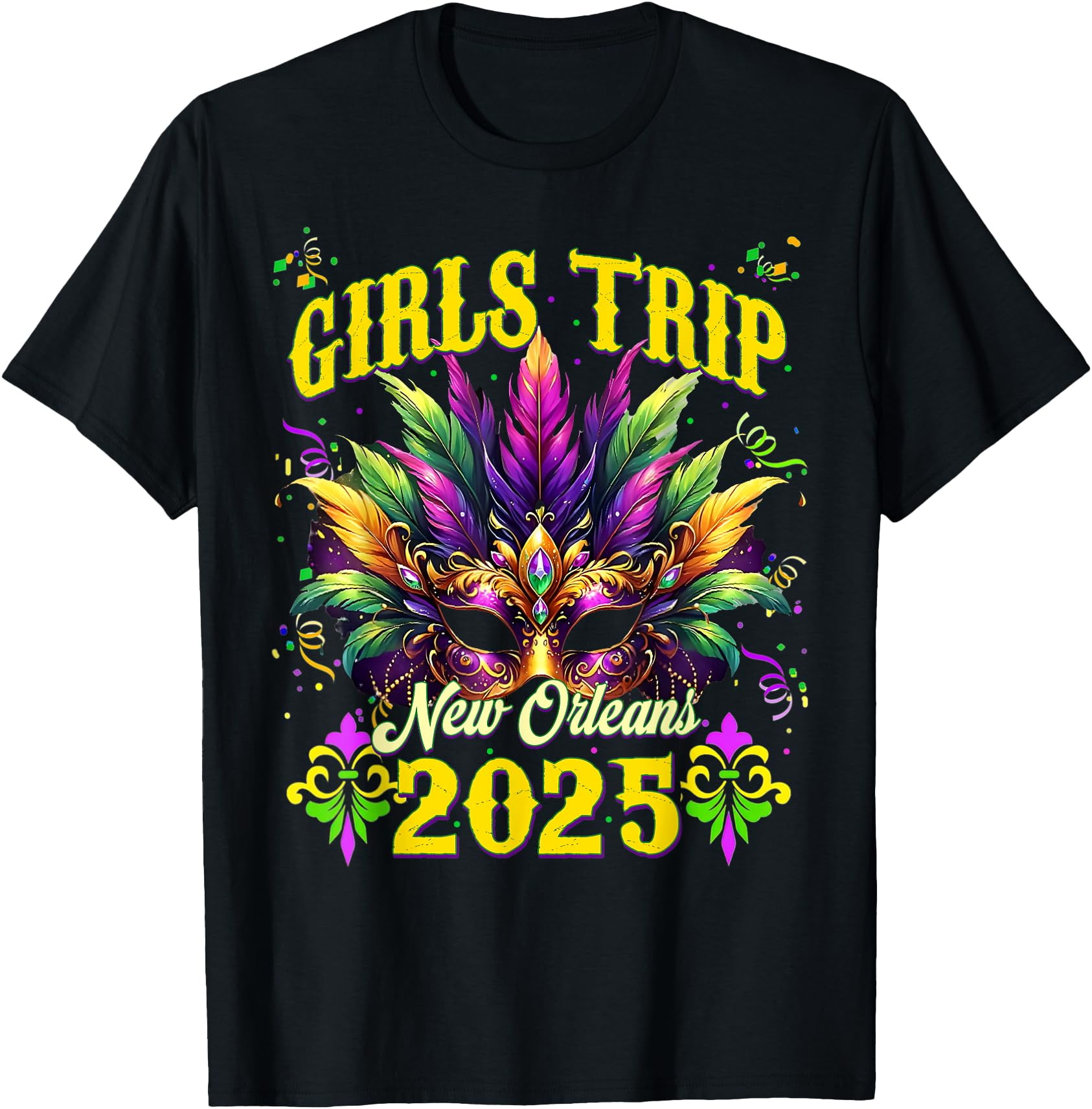 Girls Trip New Orleans 2025 Mask Friends Vacation Tee Louisiana Shirt ...