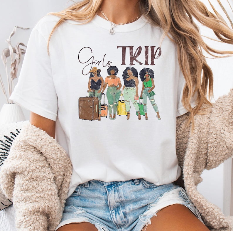 Girls Trip T-Shirt Black Women Vacation Besties Getaway Travel Tee ...