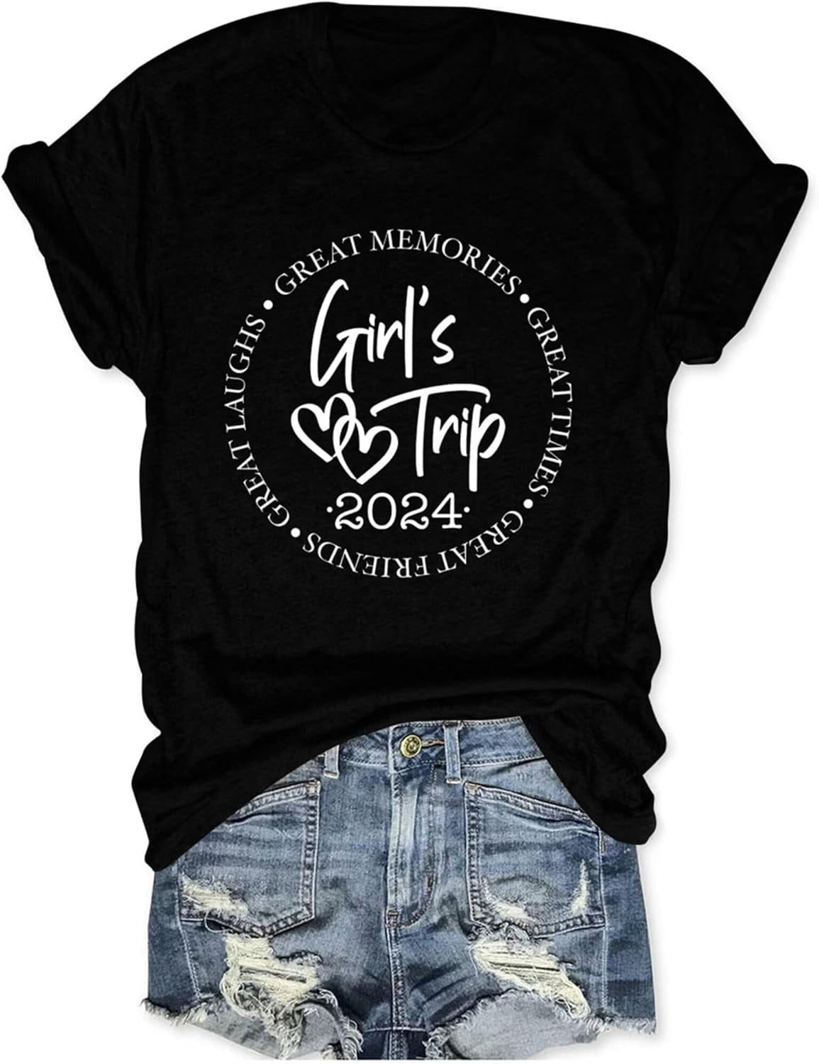 Girls Trip T Shirts for Women 2024 Vacation Shirt Funny Travel Shirts Casual Summer Camping Tops ...