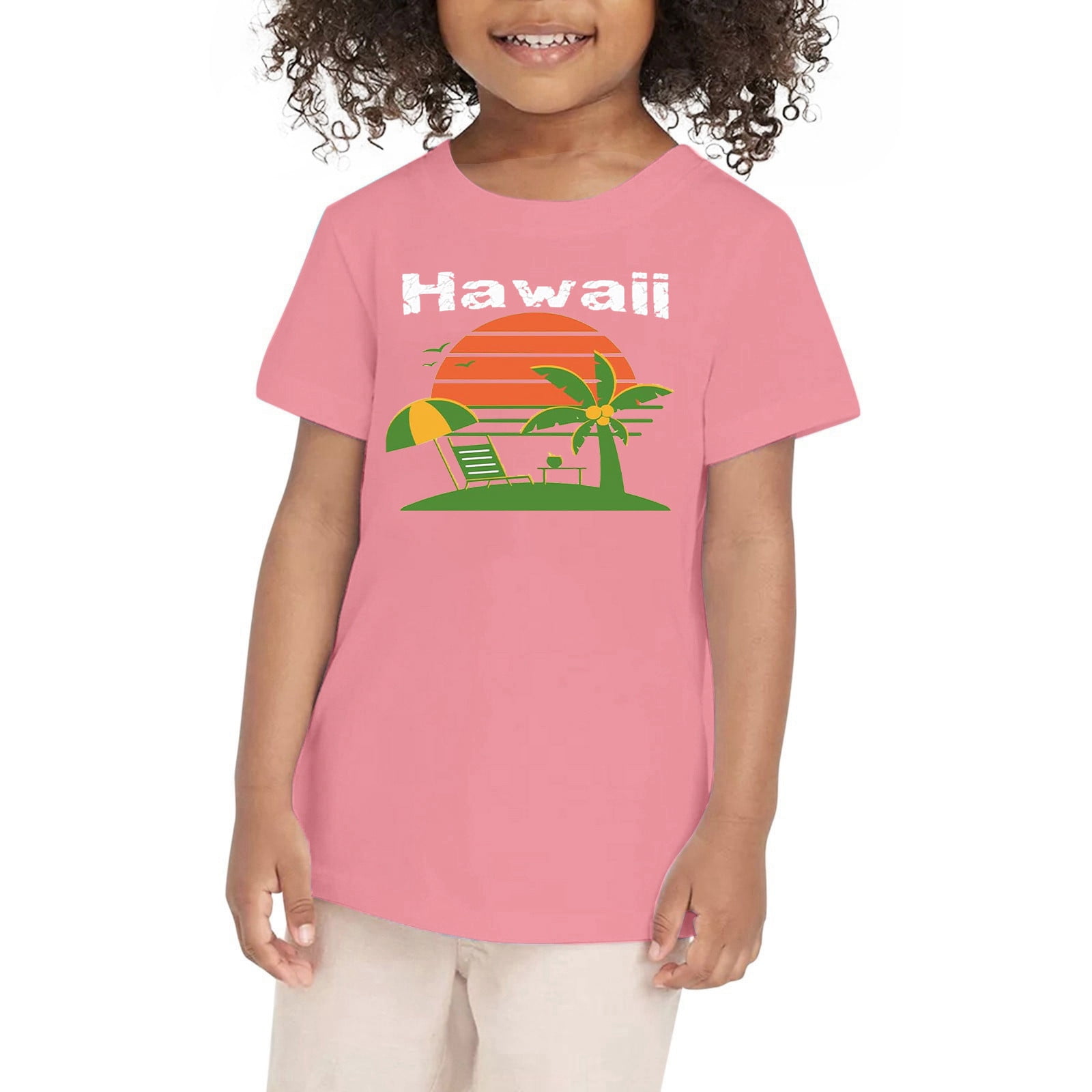 Girls Tshirts Summer Coconut Tree Sunset Beach Top Vacation Short ...