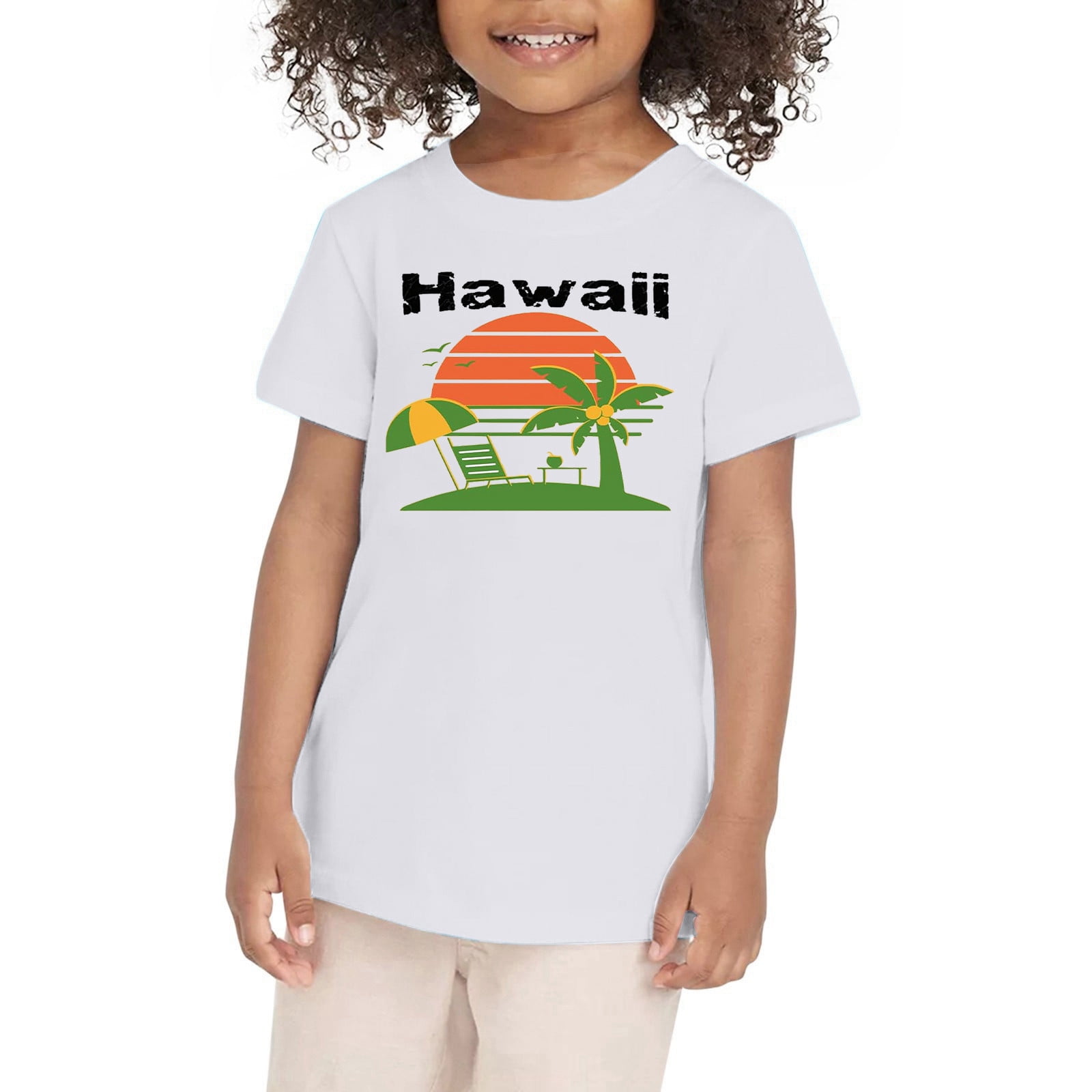 Girls Tshirts Summer Coconut Tree Sunset Beach Top Vacation Short ...