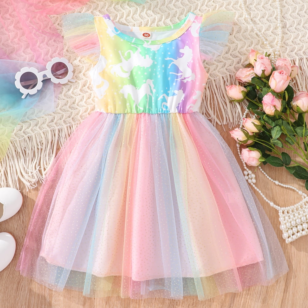 Girls Tulle Dress Outfit Birthday Princess Party Girls Summer Causal ...