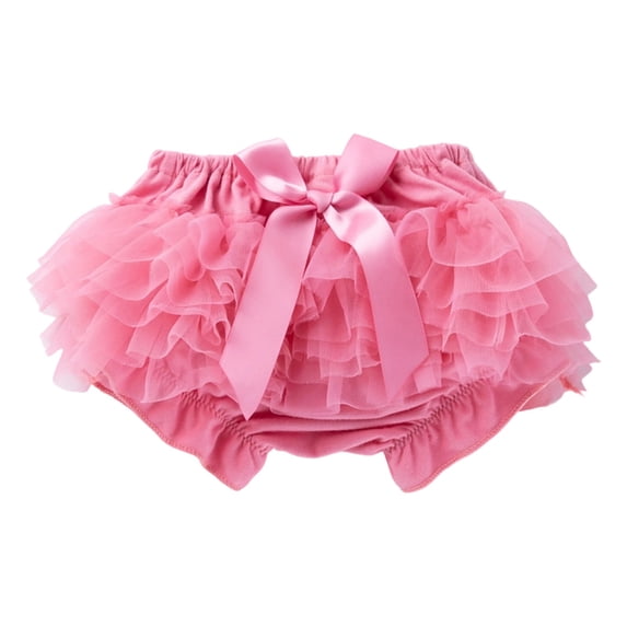 Girls Tulle Ruffle Bloomers with Bow Princess Short (Watermelon Red 0-3 ...