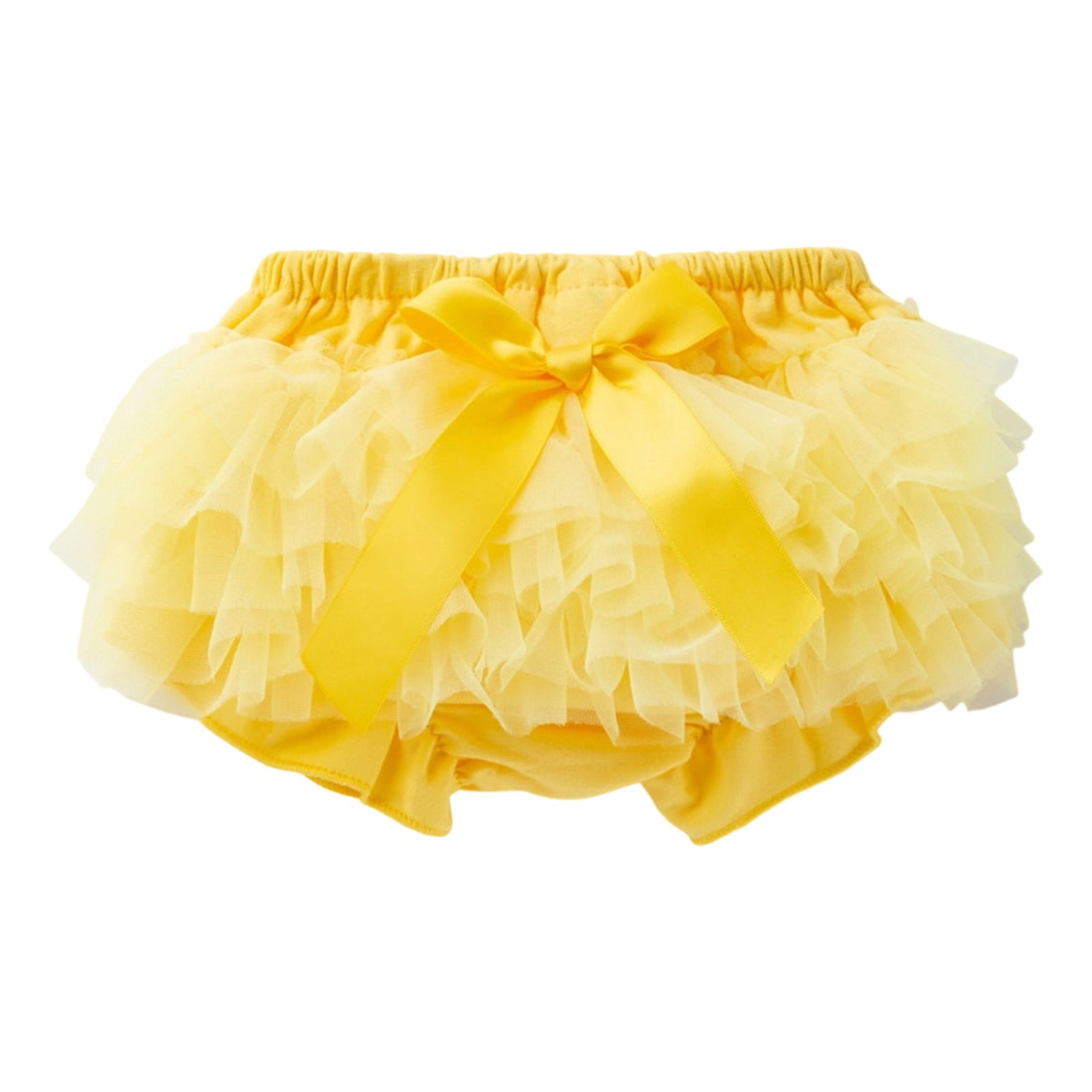 Girls Tulle Ruffle Bloomers with Bow Princess Short (Yellow 12-24 ...