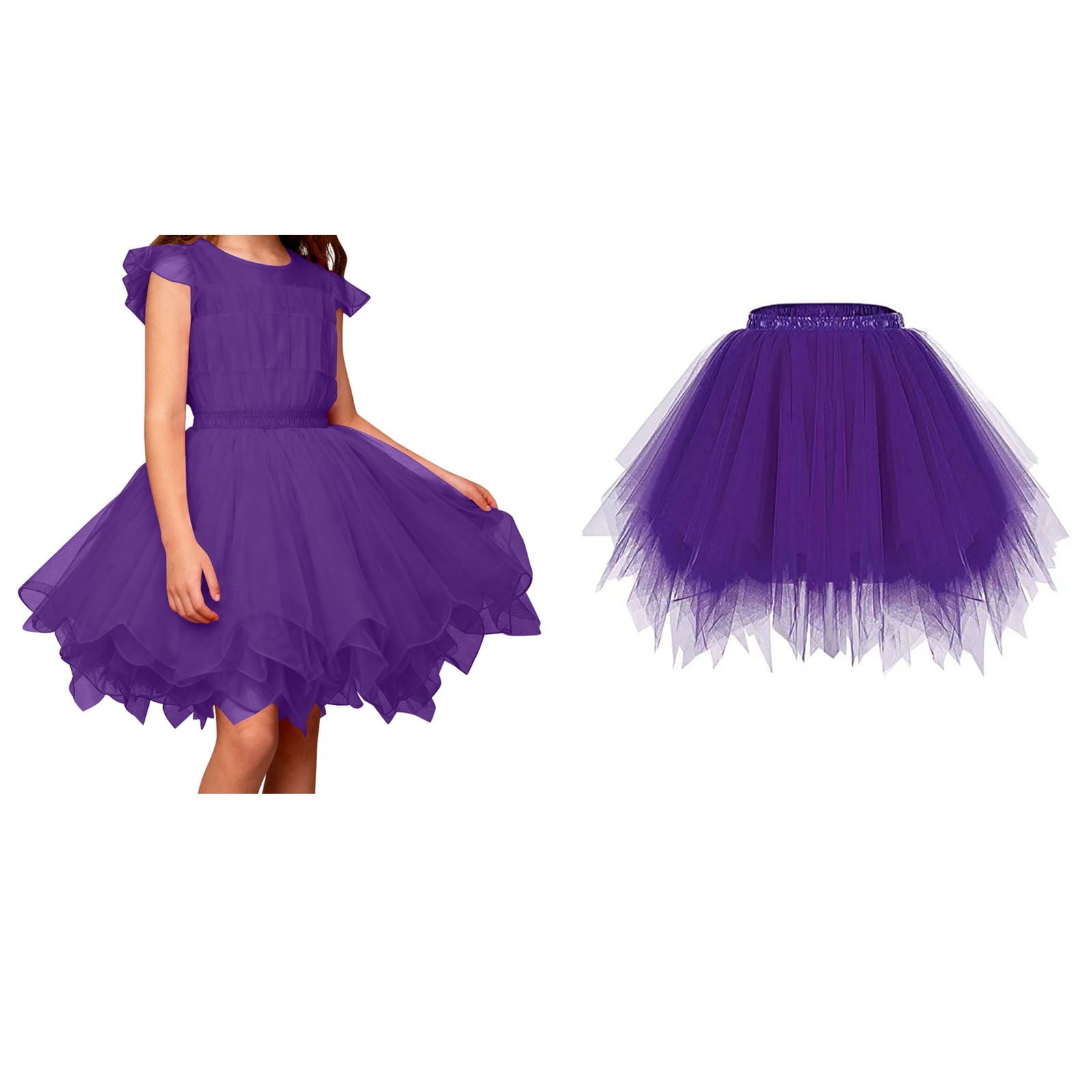 Girls Tulle Skirt Layered Purple Tutu Elastic Waist Tulle Ballet Skirts ...