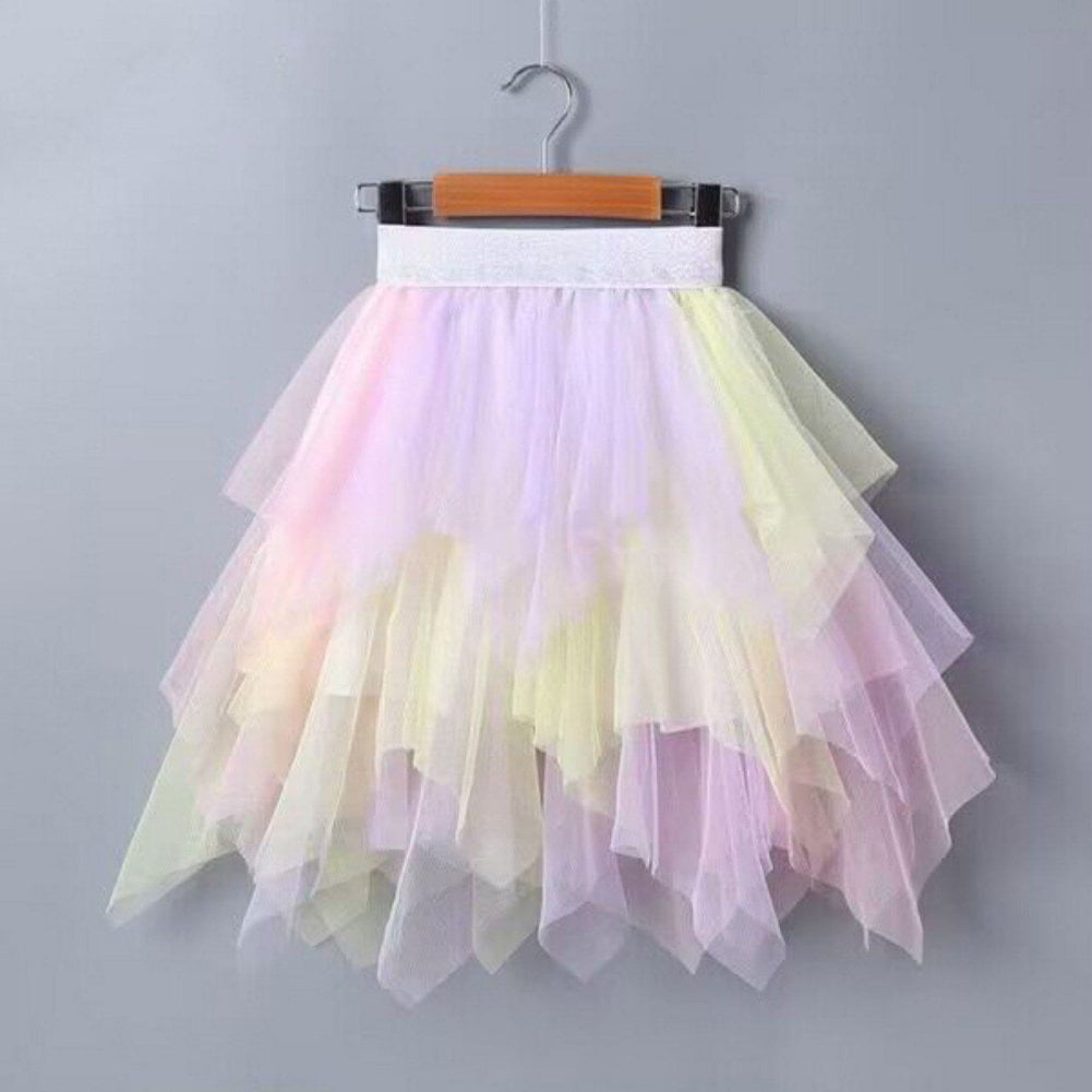 Girls Tulle Skirts Mesh Skirt Long Tutu Skirts Irregular Gauze Dress ...