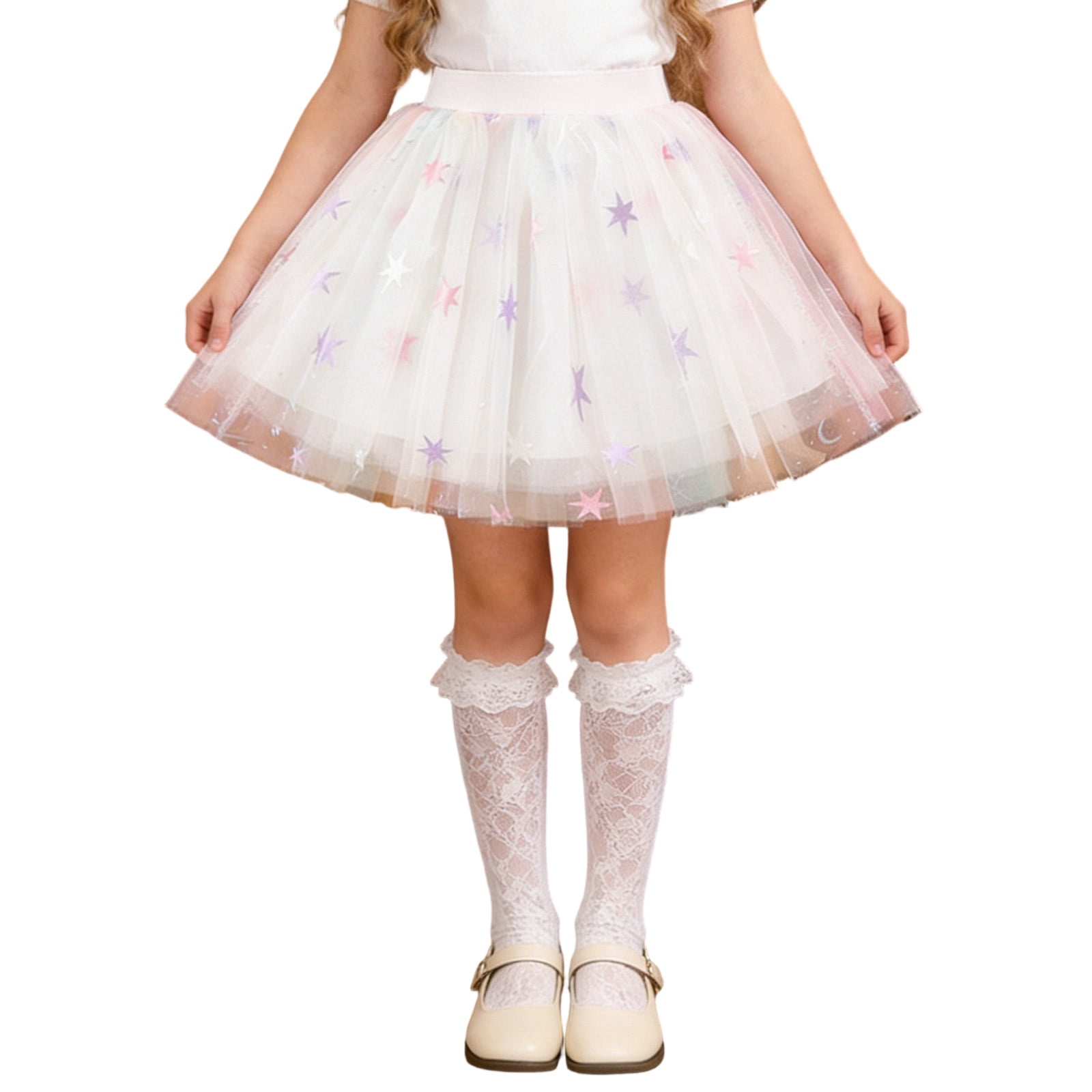 Girls' Tulle Tutu Skirt Star Sequin Glitter Elastic Waist Princess ...
