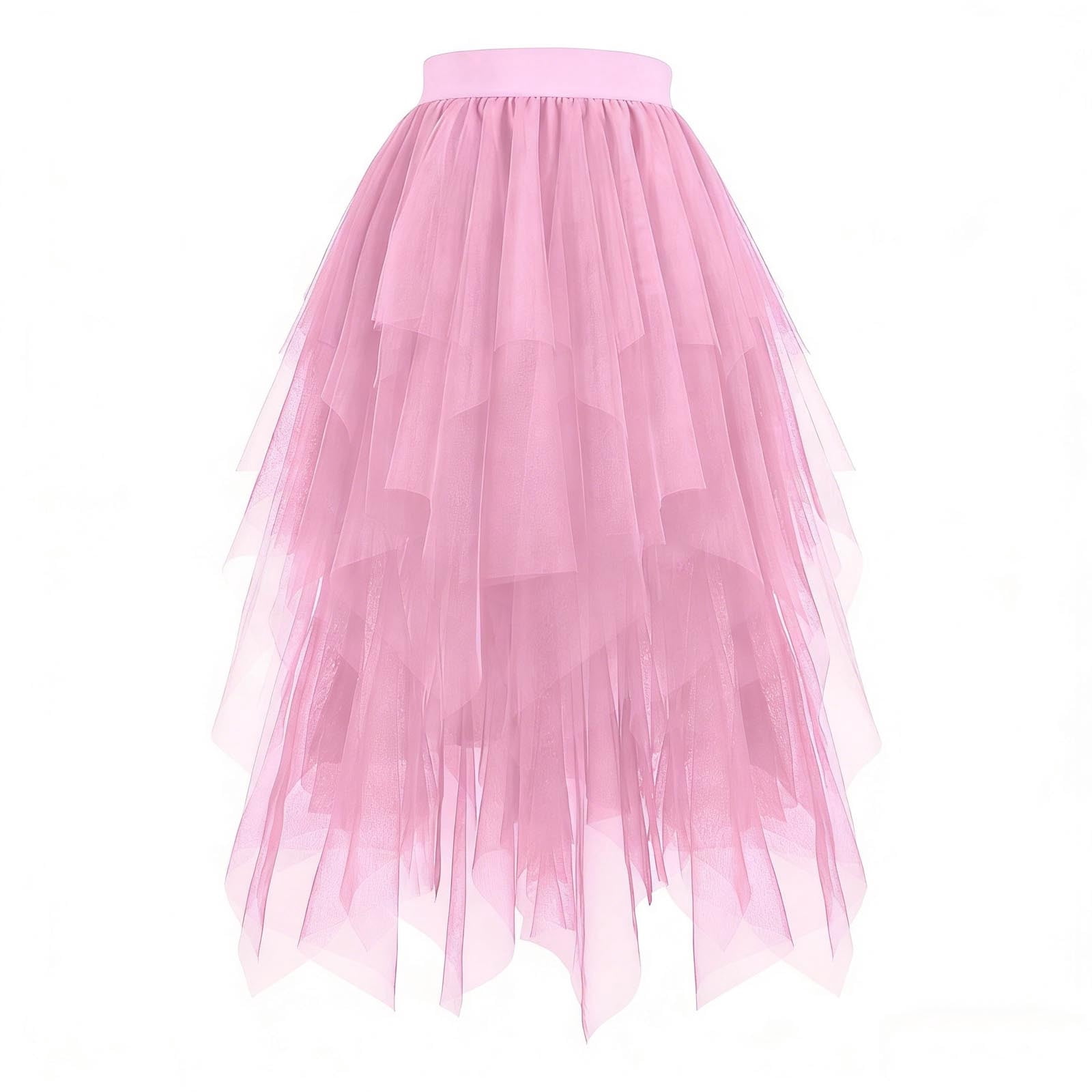 Girls Tulles Skirts High Low Layered Skirts Midi Length Irregular Tutus ...