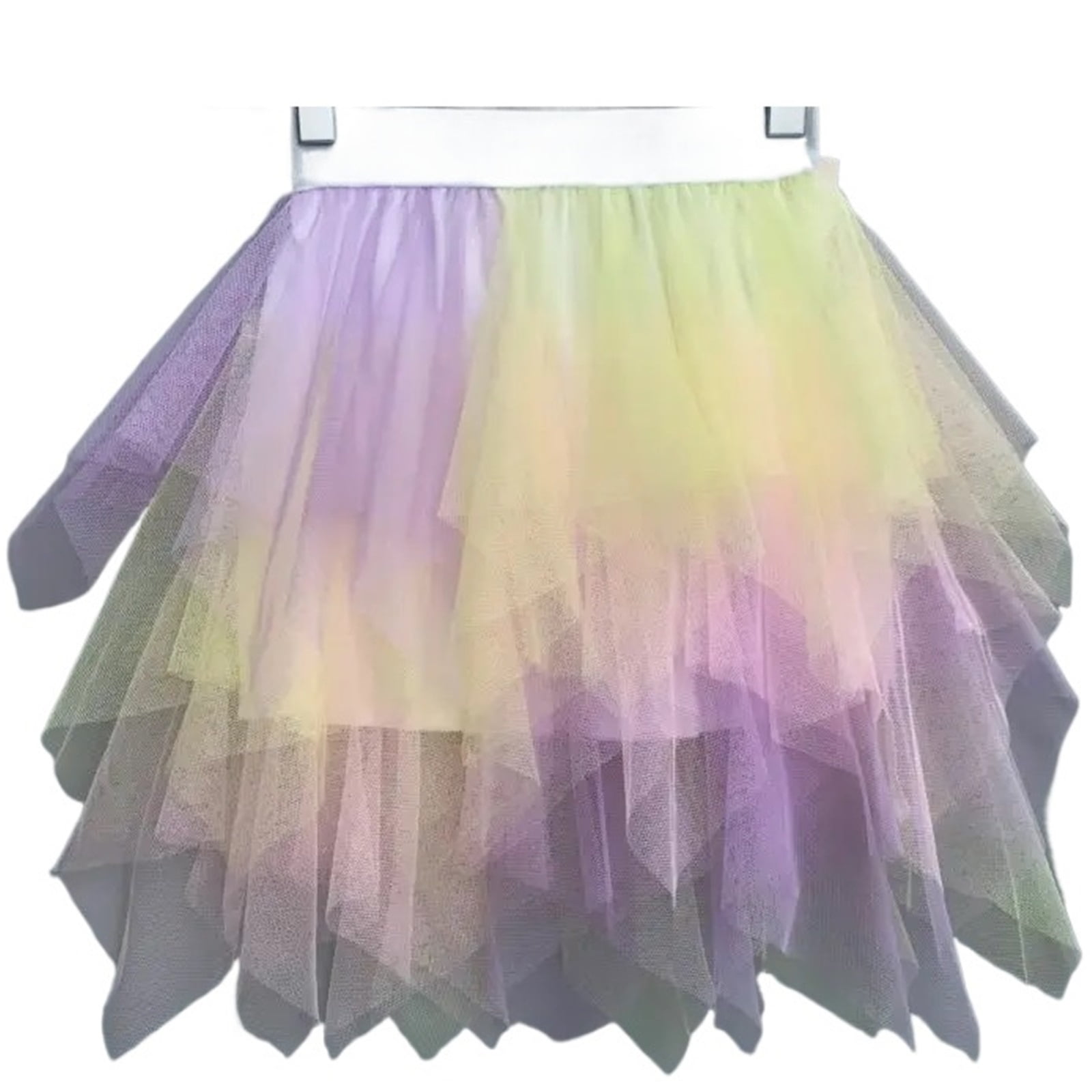 Girls Tutu Layered Tulle Princess Skirts Birthday Party Performance Irregular Dance Skirt ...