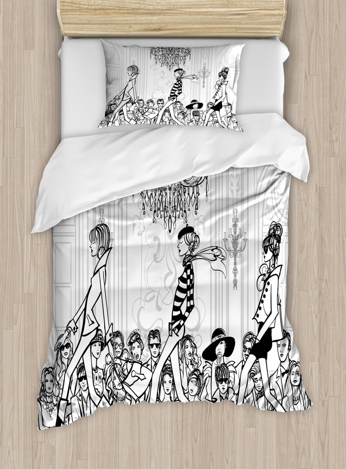 Girls Twin Size Duvet Cover Set, Fashion Show with Catwalk Mannequins ...