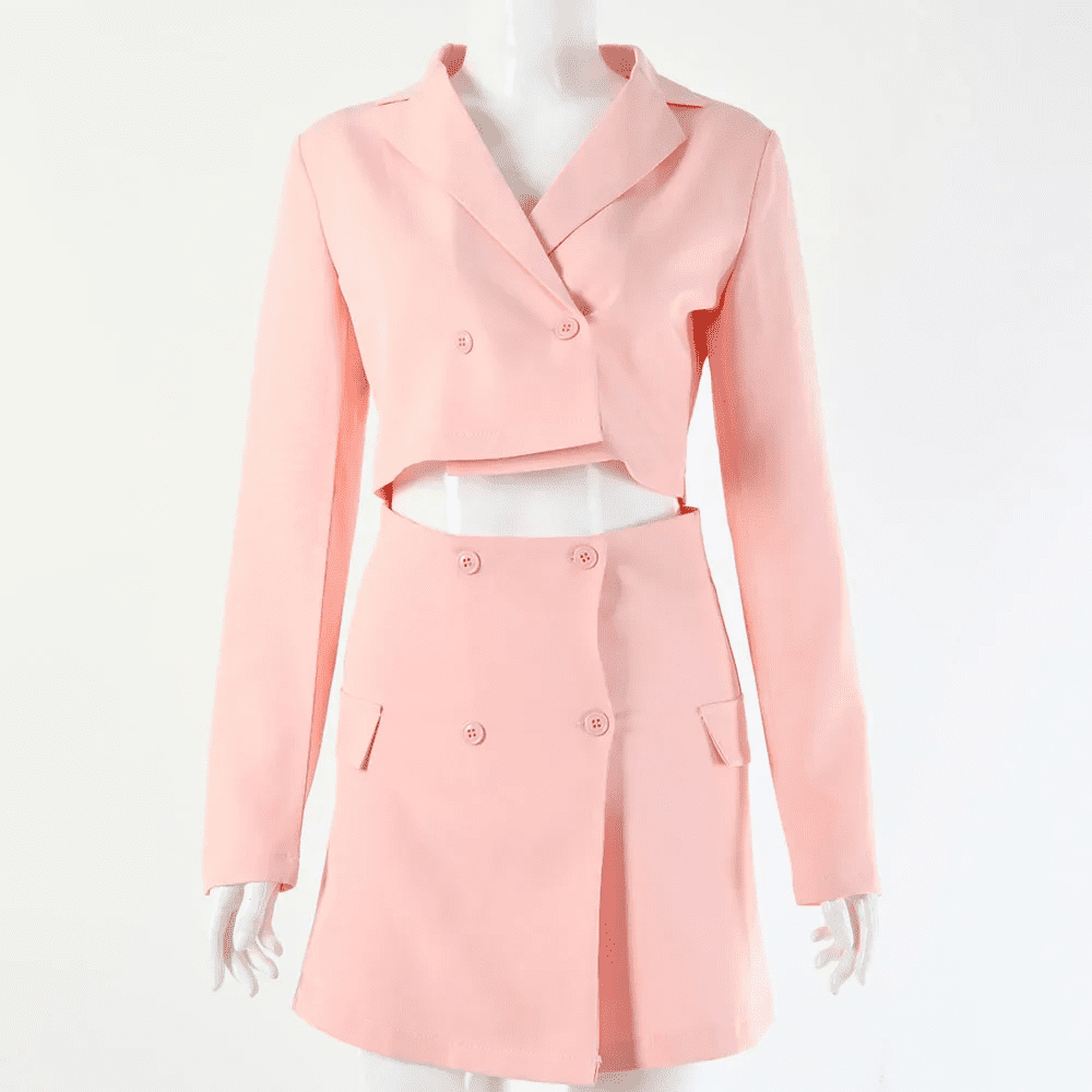 Girls Two Piece Outfits Red Long Sleeve Suit Skirt Two-piece Suit ...