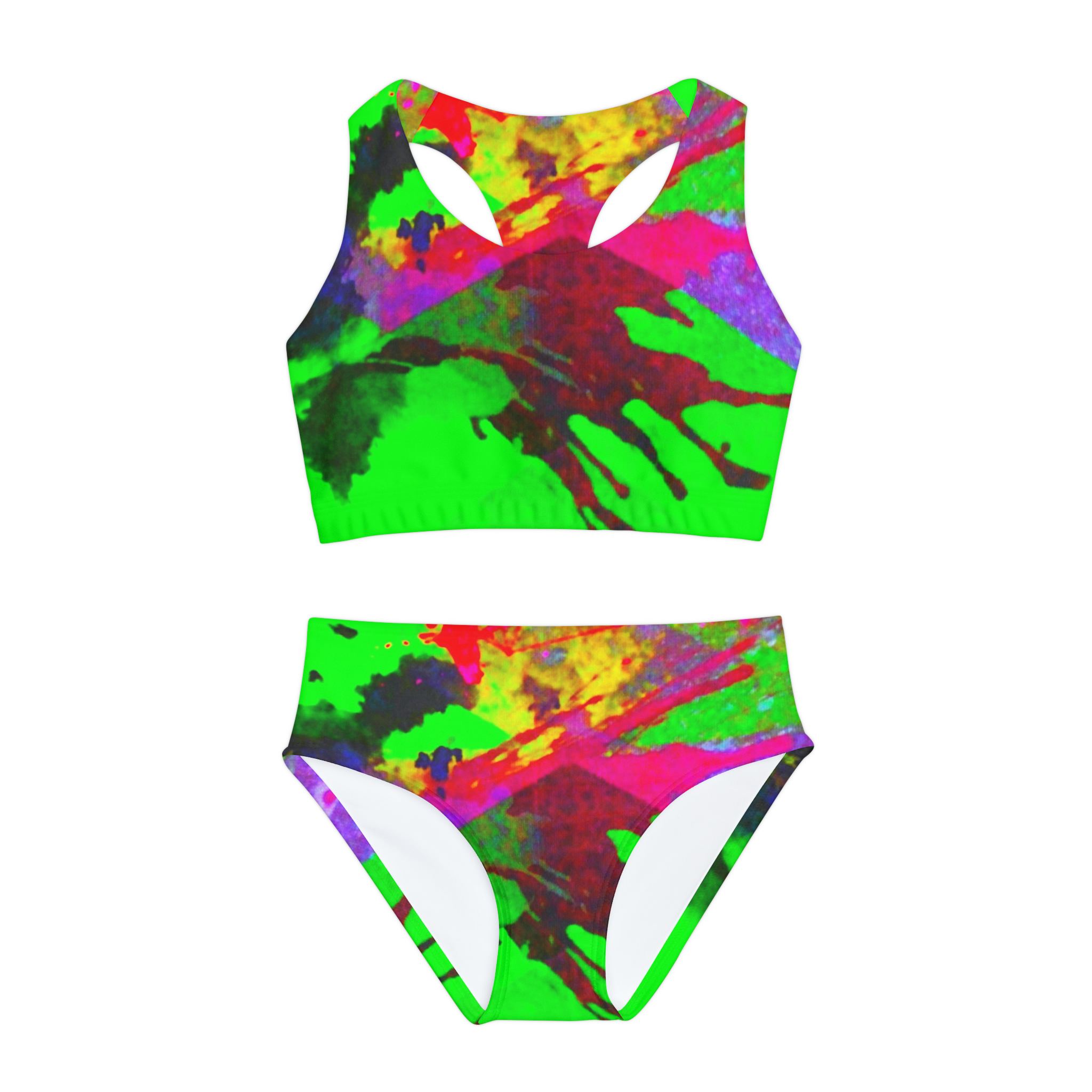 Girls Two Piece Swimsuit (AOP) Neon Burst - Walmart.com