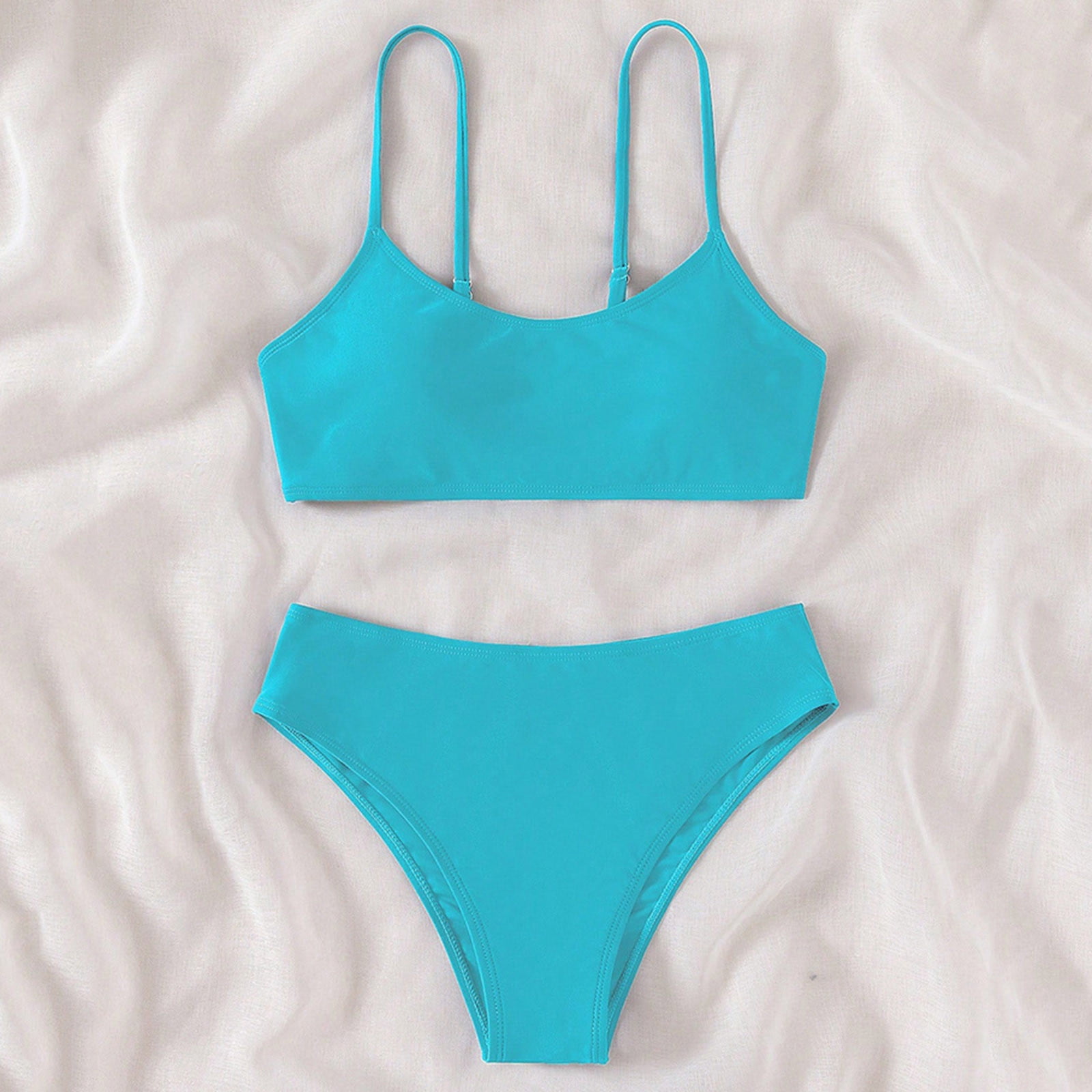 Girls Two Piece Swimsuit Bikini Set High Waist Cute Bikini Set Criss ...