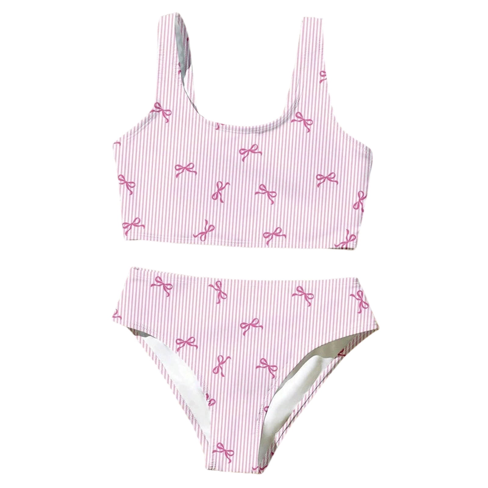 Girls Two Piece Swimsuit Cute Strappy Bikini Summer Floral Print 7201