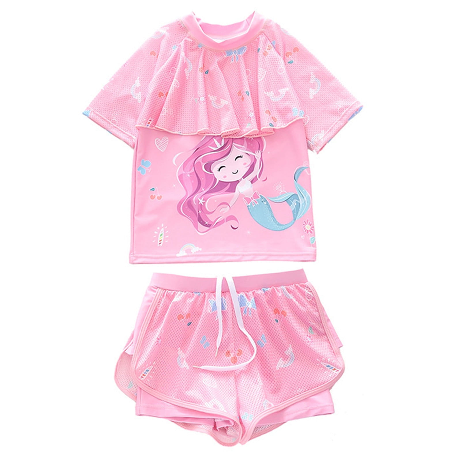 Girls Two Piece Swimsuit Printed Cute Tops and Shorts Swimwear Set for ...