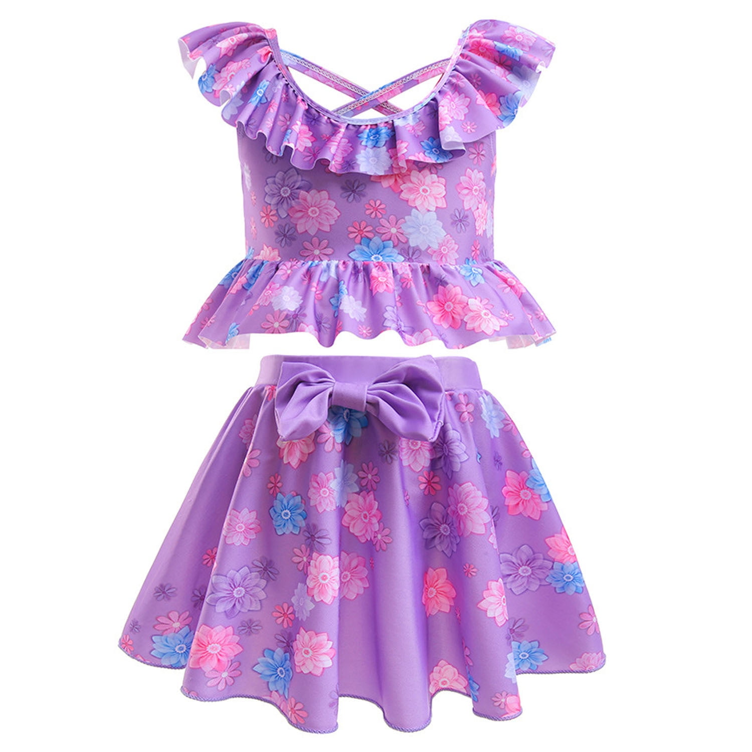 Girls Two Piece Swimsuit Off Shoulder Ruffle Bikini Bathing Suit Princess Swimwear