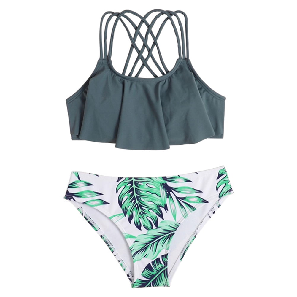 Girls' Two-Piece Swimsuit Swim Bikini Girls' Spa Beach Swimsuit Print 8 ...