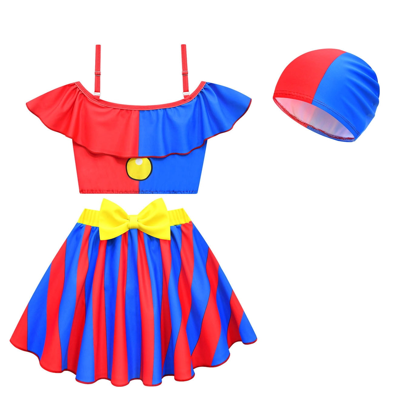 Girls Two-Piece Swimsuit w/Swimming Cap Tankini Bathing Suit, Size 3 ...