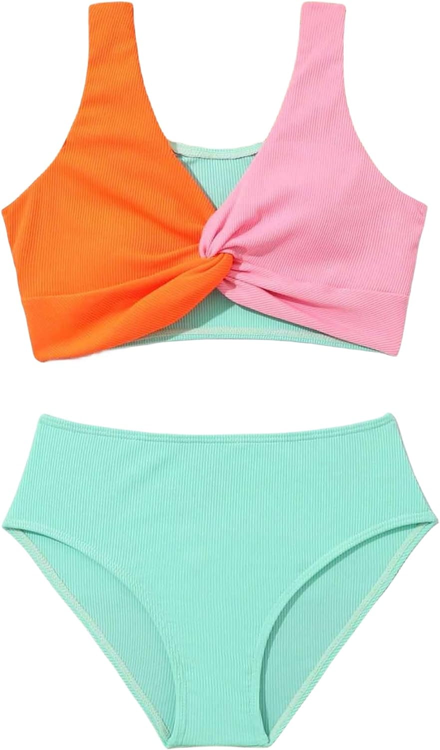 Girls Two Piece Swimsuits Teen Bikini Color Block Girls' Swimwear ...