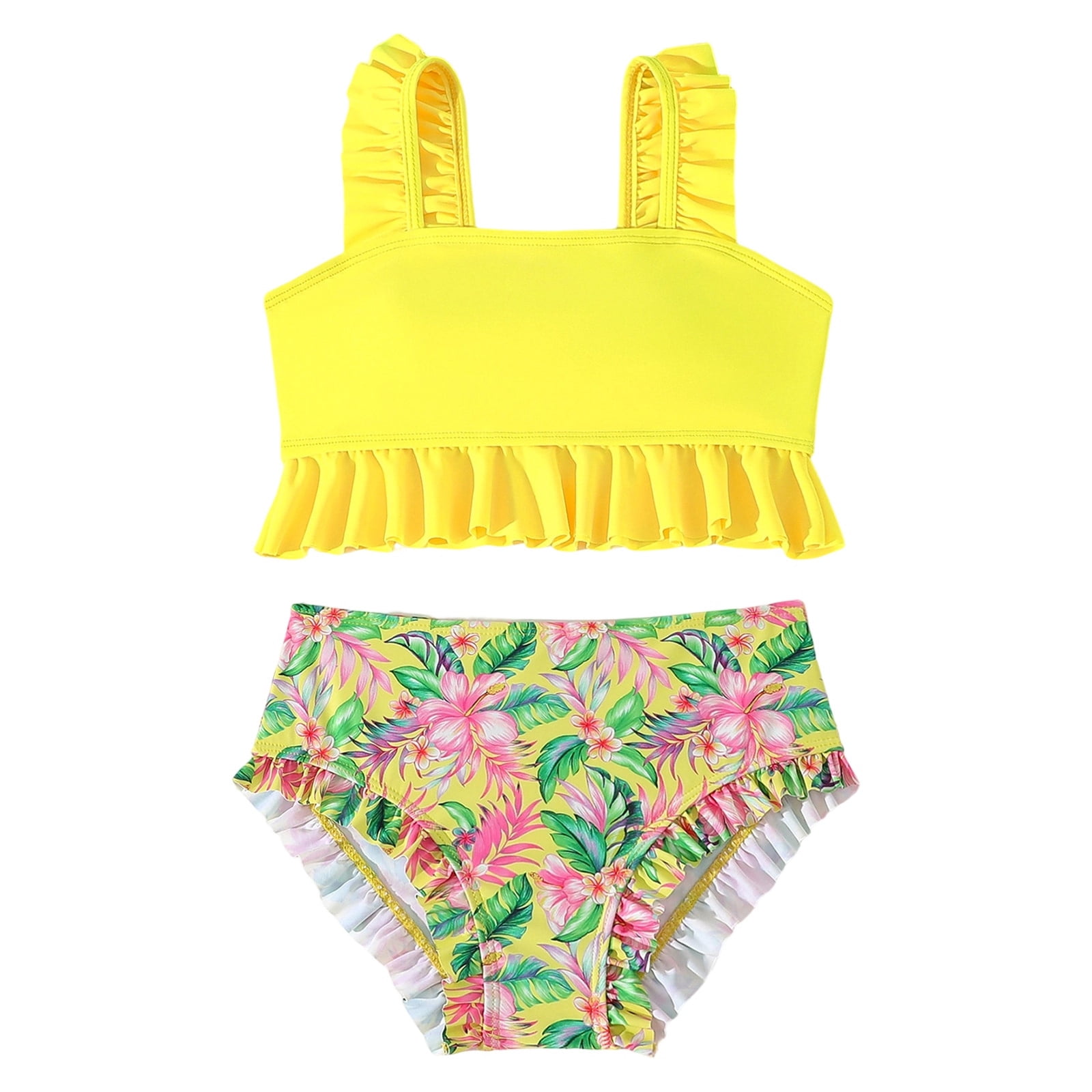 Girls Two Piece Swimwear Floral Print Separates Tankini Swimsuit Kids ...