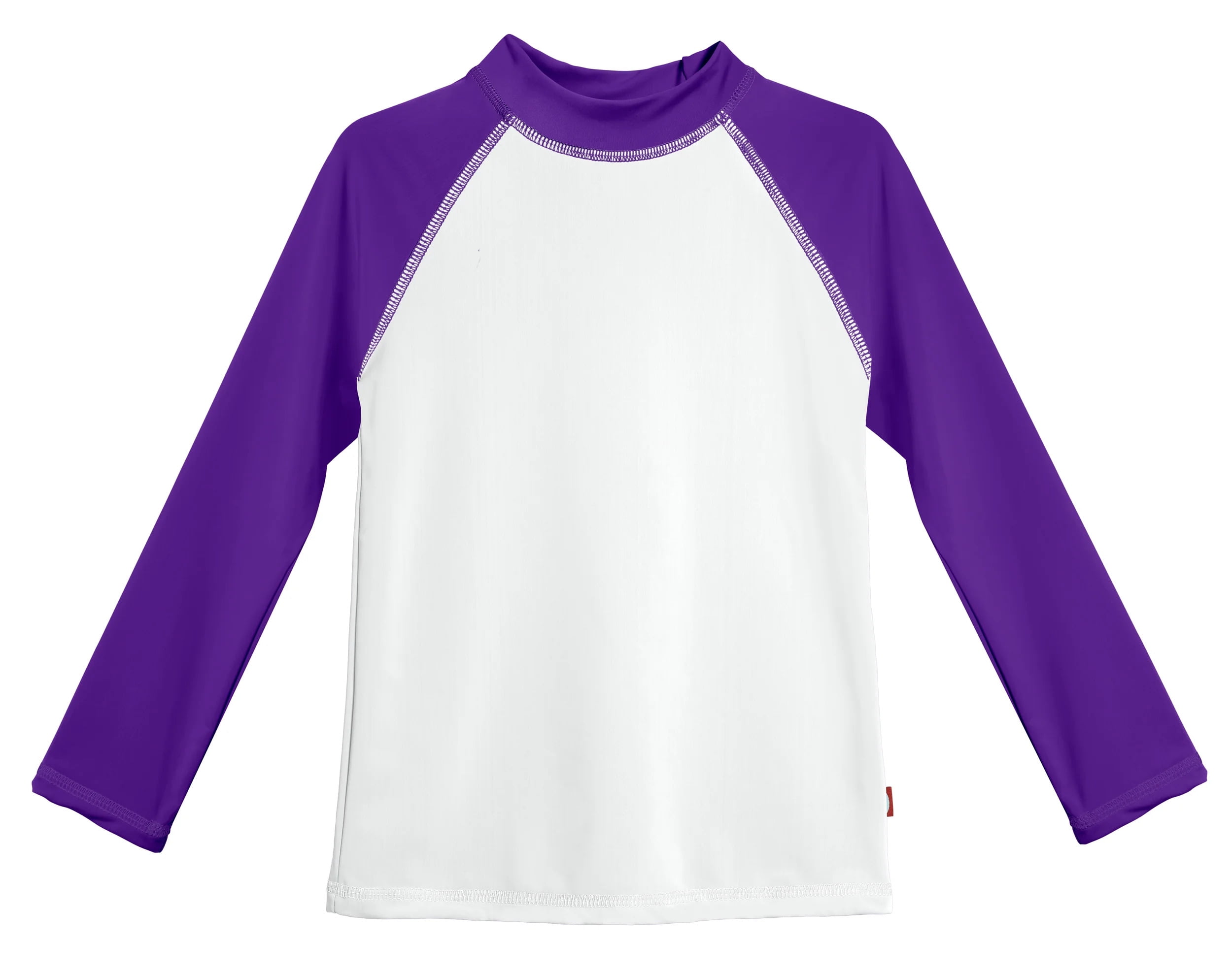 Girls UPF 50+ Color Block Long Sleeve Rashguard | White with Purple ...