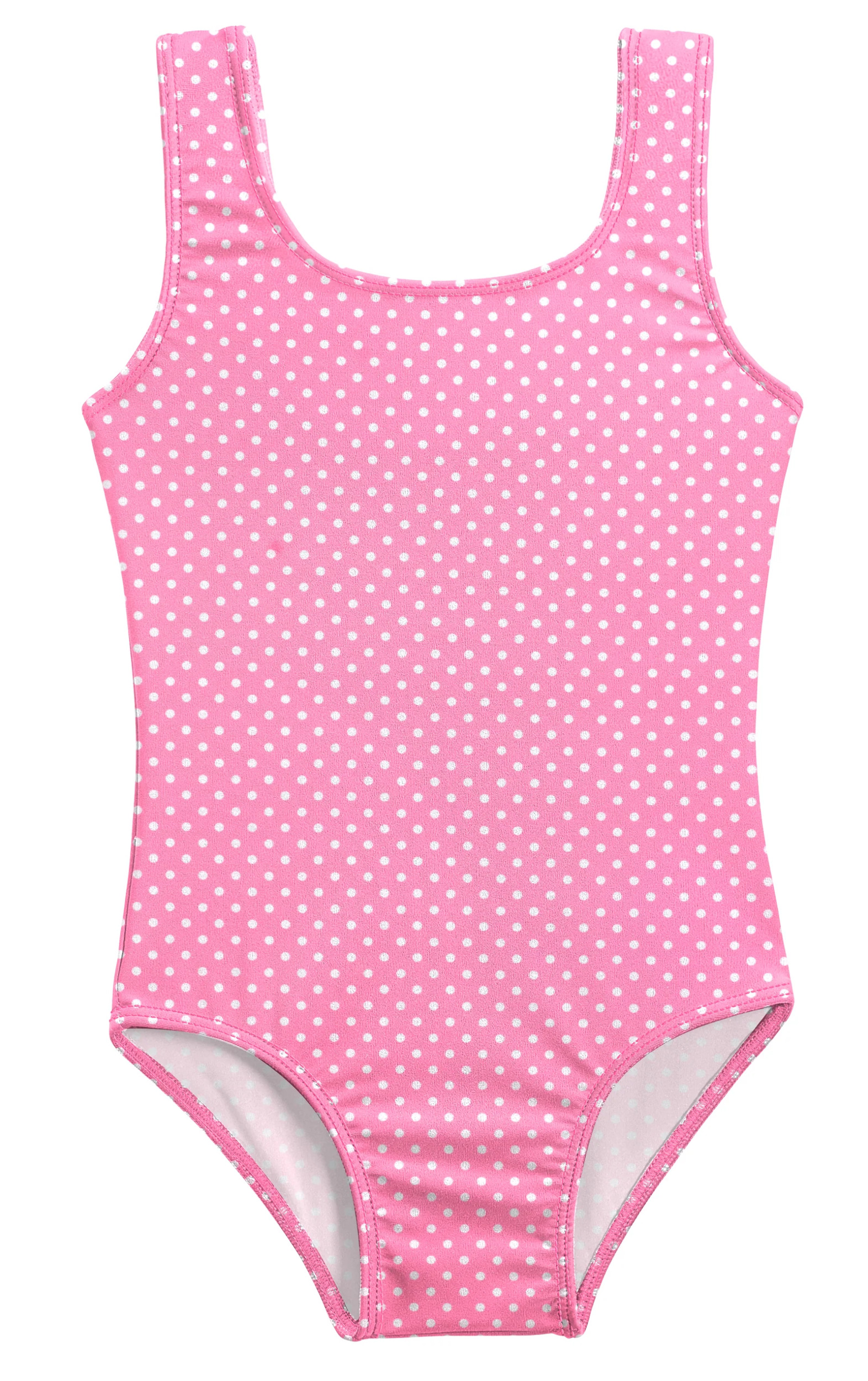 Girls UPF 50+ One Piece Swimsuit | Pink w- White Polka Dot - Walmart.com