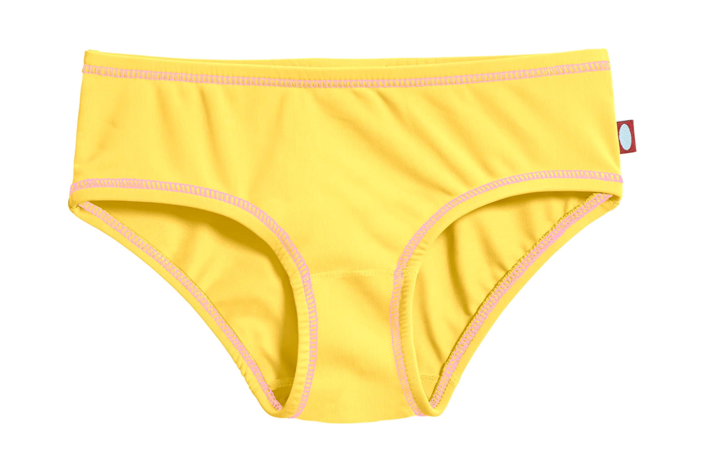 Made in USA Girls UPF 50+ Swimming Briefs | Yellow w. Bubblegum Stitch ...