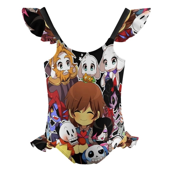 Girls Undertale Sans One Piece Swimsuit Flutter Sleeve Bathing Suit ...