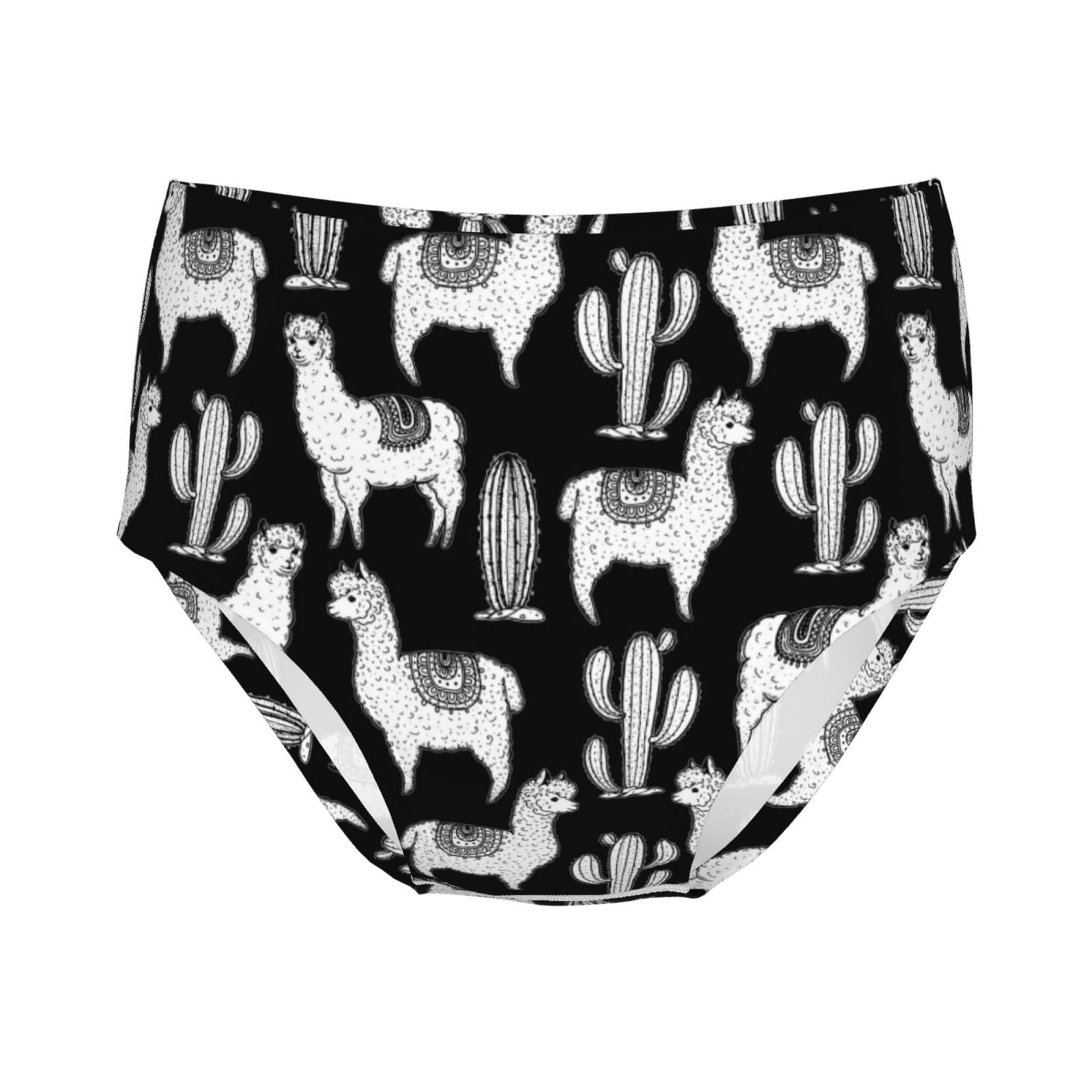 Girls Underwear, Cute llamas cactus Alpaca black white Soft Breathable ...