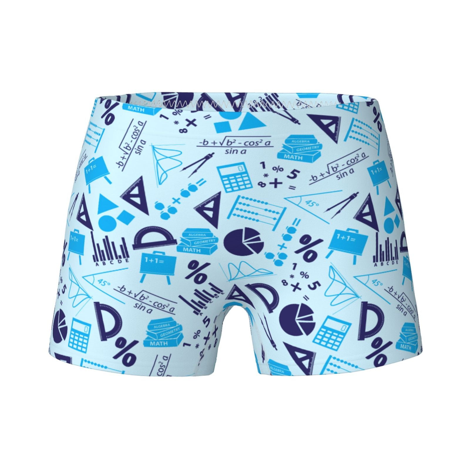 Girls Underwear Math Print ruler blue Cotton Girls Boxer Briefs ...