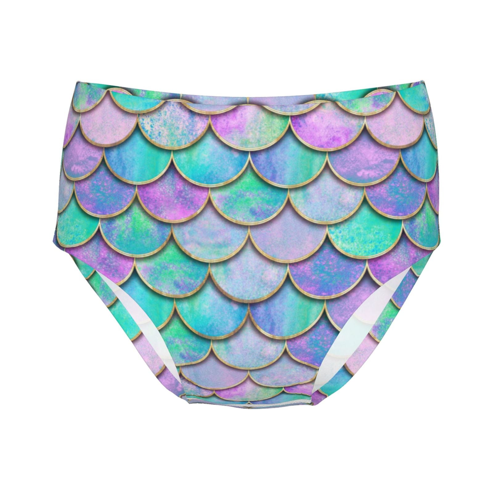 Girls Underwear, Retro green pink fish scale Soft Breathable Cotton ...