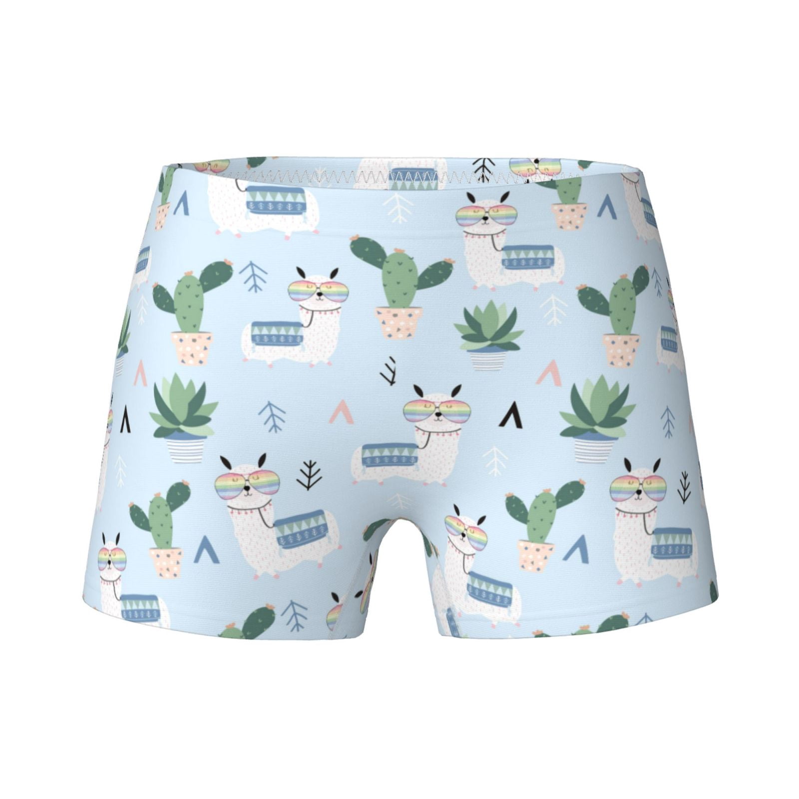 Girls Underwear, cute llama alpaca glasses cactus blue Cute Soft ...