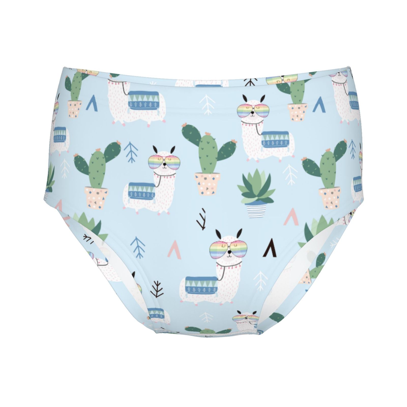 Girls Underwear, cute llama alpaca glasses cactus blue Soft Breathable ...