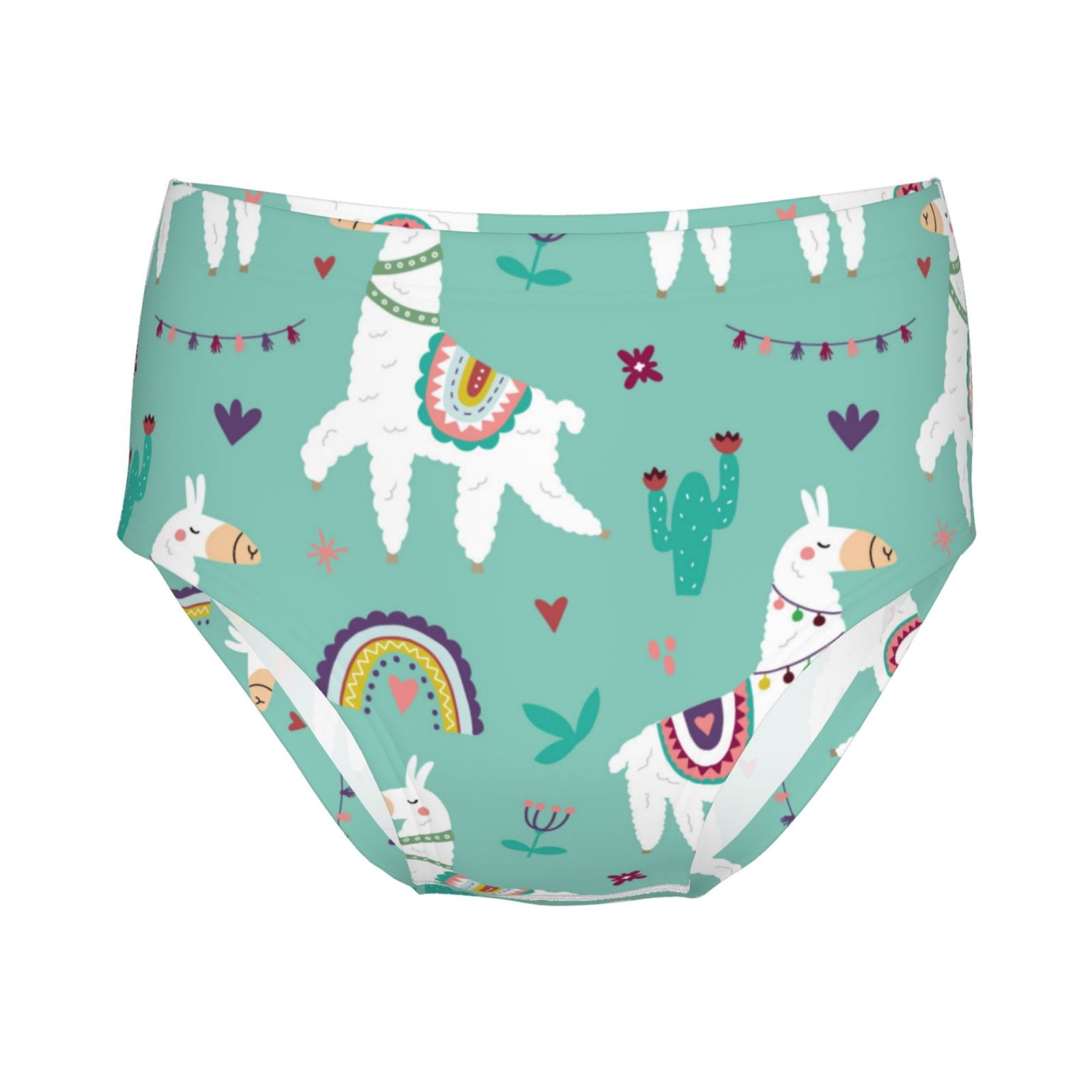 Girls Underwear, scandinavian style cute lamas green Soft Breathable ...