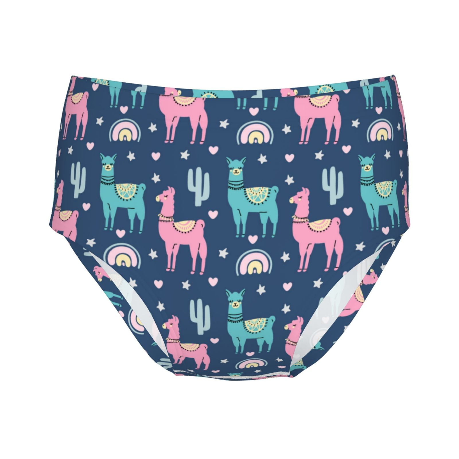 Girls Underwear, Сute lamas cactus rainbow navyblue Soft Breathable ...
