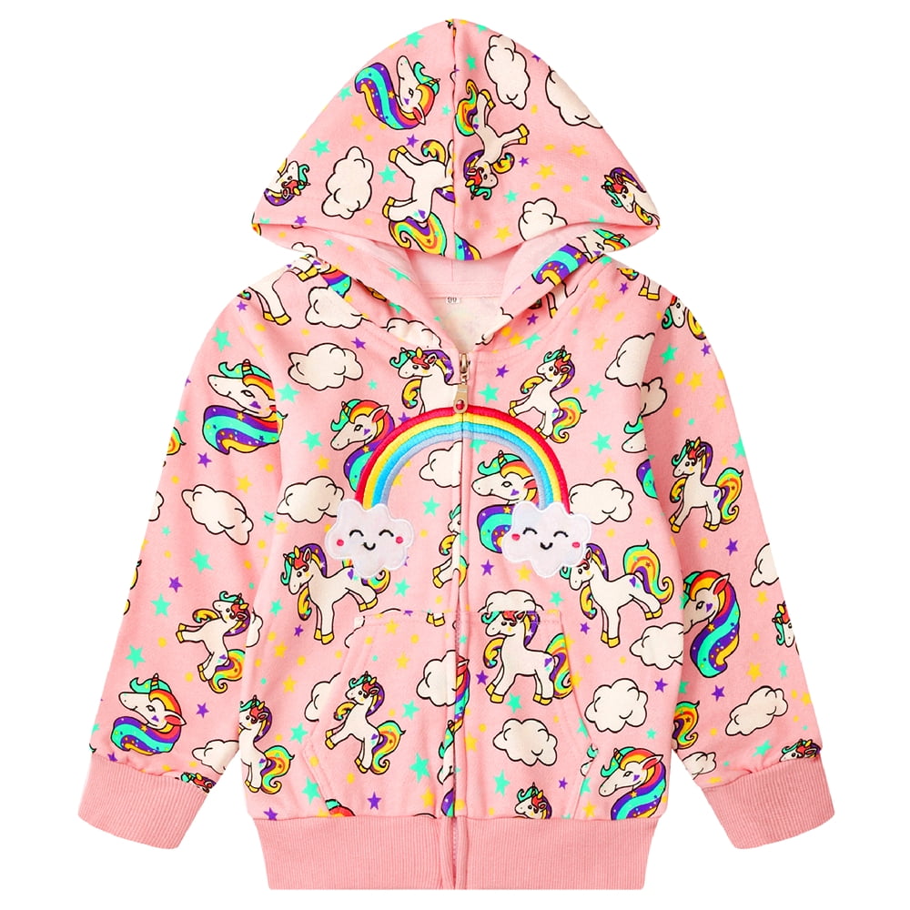Girls Unicorn Jacket Zip Up Hoodie Toddler Girl Sweatshirt Hooded ...